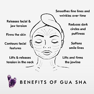 Mount Lai Amethyst Gua Sha Facial Tools, Face Sculpting Skin Care Guasha Tool for Face and Body, Self Care Facial Massager to Relieve Muscle Tension and Reduce Puffiness