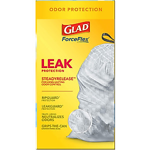GLAD ForceFlex Tall Drawstring Trash Bags, 13 Gallon Grey Trash Bags for Tall Kitchen Trash Can, Fresh Clean with Febreze Freshness to Eliminate Odors, 80 Count - Packaging May Vary