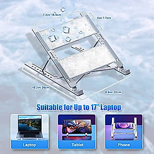 NORMIA RITA Semiconductor Laptop Cooling Stand, 3S Fast Cooling Foldable Laptop Cooler with Refrigeration Plate, Portable Gaming Laptop Cooling Pad for Desk with 8 Heights Adjustable