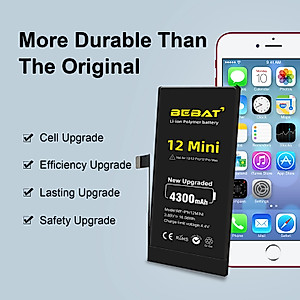BEBAT Replacement for iPhone 12 Mini Battery, 4300mAh High Capacity Li-ion Polymer Replacement Battery for Model A2399 A2400 A2398 A2176 with Professional Repair Tool Kits
