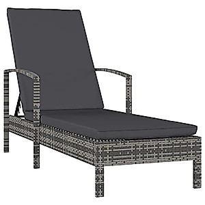MBFLUUML Outdoor Lounge Chair, Sun Lounger with armrests Polyethylene Rattan Grey, Suitable for Outdoor situations Such as terraces, Poolside, Backyard, etc.