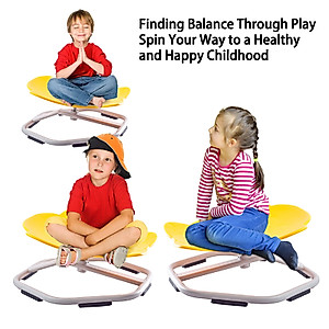 Ivrydas Autism Kids Swivel Chair, Spinning Chair for Kids Sensory, Kids Swivel Chair Sensory, Sensory Toy Chair, Carousel Spin Sensory Chair, Training Body Coordination (Yellow)