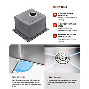 Homtone 22x18 Inch Workstation Kitchen Sink Undermount, Stainless Steel 10" Deep Single Bowl Sink, Workstation Sink with Accessories