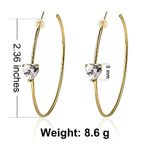 InzheG Gold Hoop Earrings 14K Gold Plated Stainless Steel Hoop Earrings With 925 Silver Needle Elegant Tube Hoop Earrings for Women
