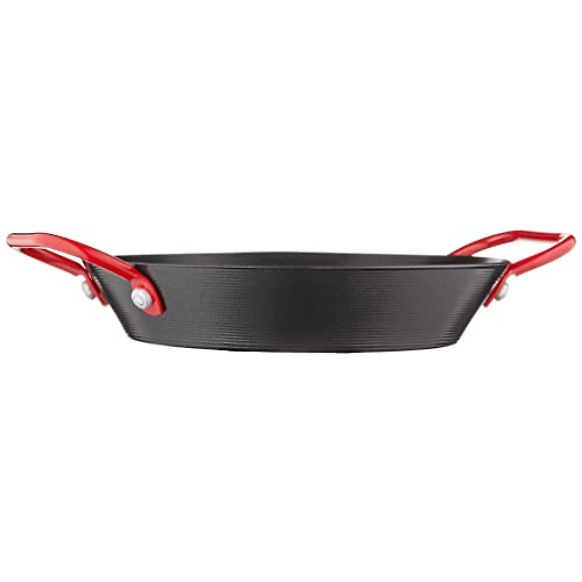 IMUSA USA Paella Pan, 6", Black with Red Handles