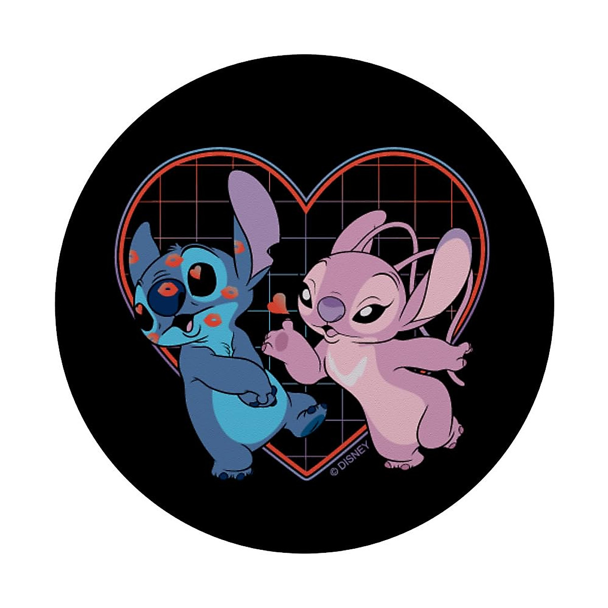 Disney Lilo and Stitch Angel Heart Kisses PopSockets PopGrip: Swappable Grip for Phones & Tablets