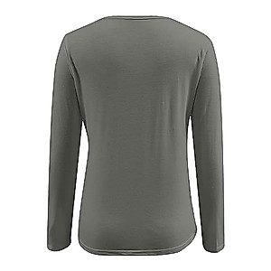 Womens Workout Tops Trendy 2023 Round Neck Ruched Slim fit Shirts Solid Color Long Sleeve Casual Basic Tee