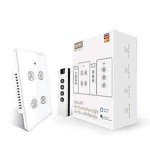 New Version WiFi RF Smart Ceiling Fan Light 2/3 Way Muilti-Control AssociationRelay Status Backlight Switch OFFSmart Life/Tuya APP RF Remote Speed Control Speed ControlAlexa Google Home Compatible
