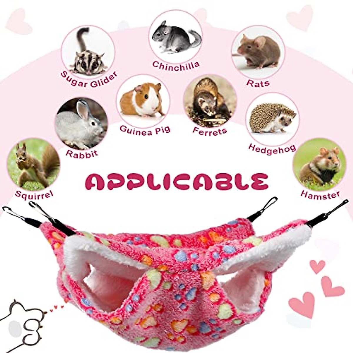 Photect 5 Pcs Double Layer Ferret Hammock Small Animal Hanging Hammock Bunk Bed Ferret Toys Rat Cage Accessories Soft Plush Rat Hammock for Ferret Rat Sugar Glider Pig Guinea Parrot Hideout Play Sleep