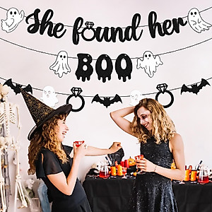 She Found Her Boo Banner Halloween Bachelorette Banner Halloween Bridal Shower Decorations Ghost Bats Spooky Theme Boochelorette Bridal Shower Engagement Wedding Party Supplies