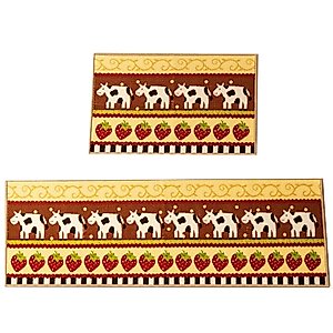 SCENNEW Kitchen Rugs and Mats Non Slip Kitchen Mats Large Size Floor Runner Long Mat, 20''x32''+20''x59'', Strawberry