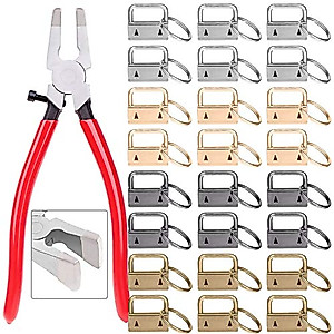 shynek Key Fob Hardware, Keychain Hardware Set Includes 40pcs Key Fob Hardware 1 Inch with Key Fob Hardware Pliers for Wristlet Keychain, Key Lanyard and Key Chain Making Hardware Supplies