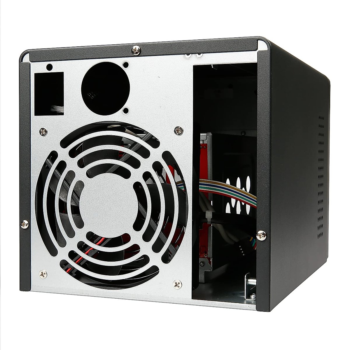 NAS Case 4-Bay K3 Chassis, AUDHEID New Network Storage Server, Compatible Flex PSU Mini-ITX, 4 x 2.5/3.5" Tray, Network Attached Storage Enclosure with 2 Front USB Ports and 1x12cm Chassis Fan