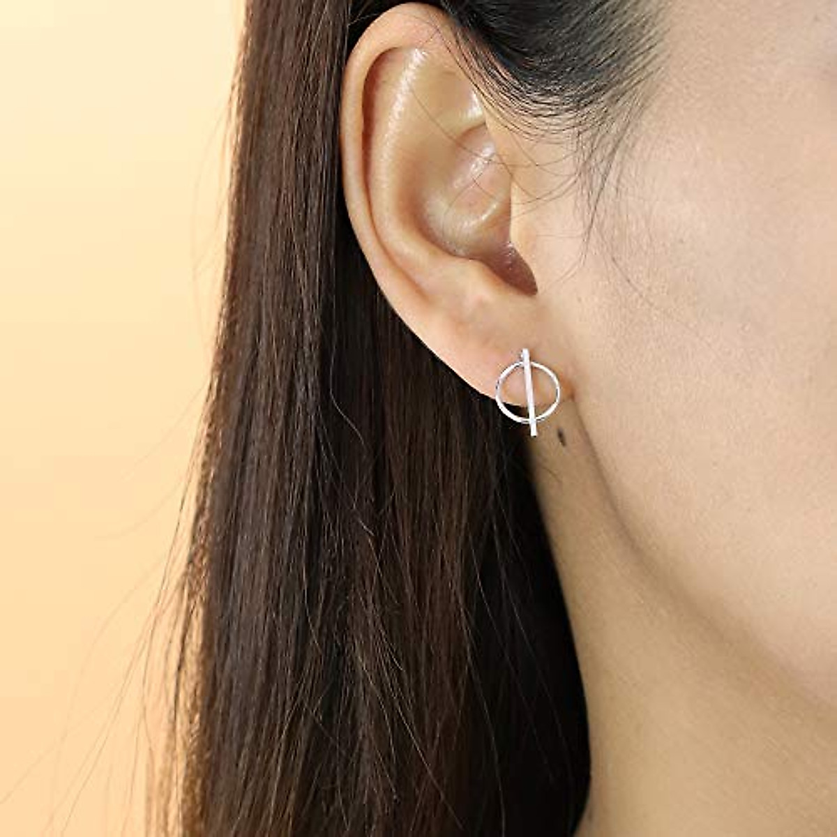 Boma Jewelry Sterling Silver Circle Bar Geometric Stud Earrings