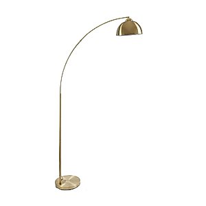 Archiology Arc Floor Lamp, 79" Height Gold Brass Floor Lamp Curved, and Metal Dome Shade with Glossy White Interior Perfect for Living Room Reading Bedroom Home Office