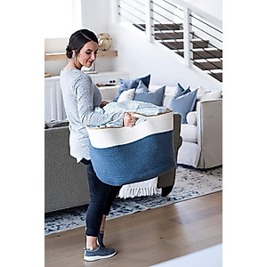 Little Hippo Baskets XXXL Large Cotton Rope Basket 22"x22"x14" Storage Woven Blanket Organizer for Living Room Organizing, Baby Gift, Kids Toy Storage