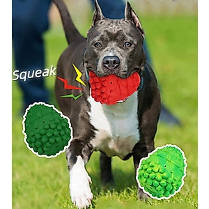 Gumney Dog Chew Toy for Aggressive Chewers Natural Rubber Dog Toy Balls for Medium Large Breeds for Dogs Training Teeth Cleaning (Red)