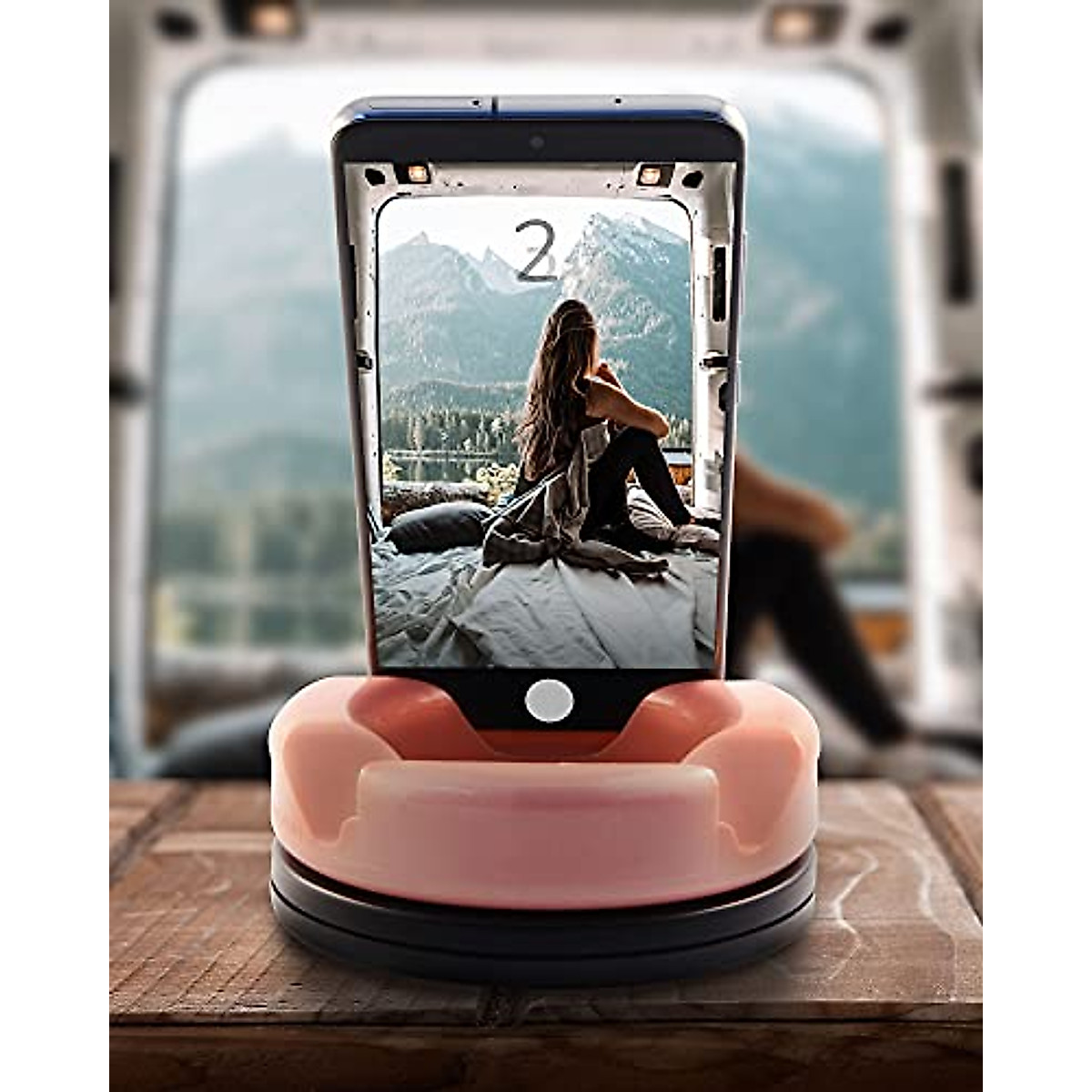 GoDonut Glazed 360 Swivel Phone Stand - Portable Mount Accessory for Travel, Nightstand or Desk- Compatible with Tablet, iPhone & Most Smartphones – Black