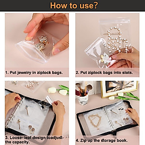 Fixwal Earring Organizer Case, Travel Jewelry Organizer Transparent Jewelry Storage Book Set for Earring Necklace Ring Holder with Small Clear Zippered Pouch (Black)