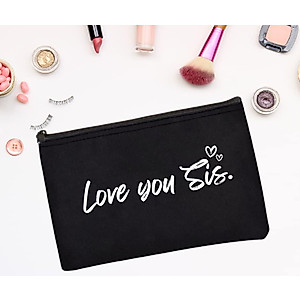 Love You Sis Cosmetic Bag - Gift for Sister, Grandma, Friend, Mother, Her, She, Christmas, Birthday, Valentine's Day, Toiletry Makeup Organizer Canvas Christmas Holiday Appreciation Gifts (Sis)