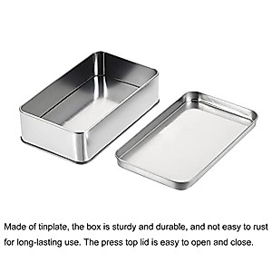 uxcell Metal Tin Box, 3pcs 5.31" x 3.15" x 1.38" Rectangular Empty Tinplate Containers with Lids, Silver Tone, for Home Organizer, Candles, Gifts, Car Keys, Crafts Storage