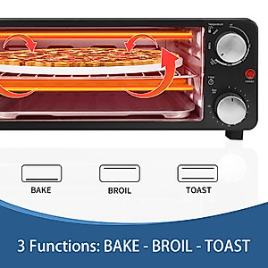 Electric Pizza Oven Indoor Countertop Pizza Oven Commercial Pizza Maker Machine Bake 12” Pizzas in Minutes, 1200W Toaster Oven for Home with Timer, Removable Door
