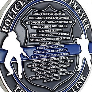 Saint Michael Law Enforcement Challenge Coin Thin Blue Line Police Officer Prayer