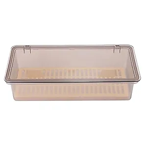Cabilock Flatware Plastic Tray Kitchen Organizers with Lid Kitchen Cutlery and Utensil Drawer Organizer- proof Fork Utensil Storage Container (Black)