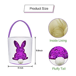Easter Bunny Basket Bags Rabbit Canvas Toys Bucket Tote Storage Gifts Candies Handbag for Kids