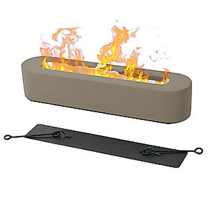 BPS Portable Mini Concrete Tabletop Fire Pit, Compact Rectangular Design in Brown for Indoor & Outdoor - Bio Ethanol Fuel