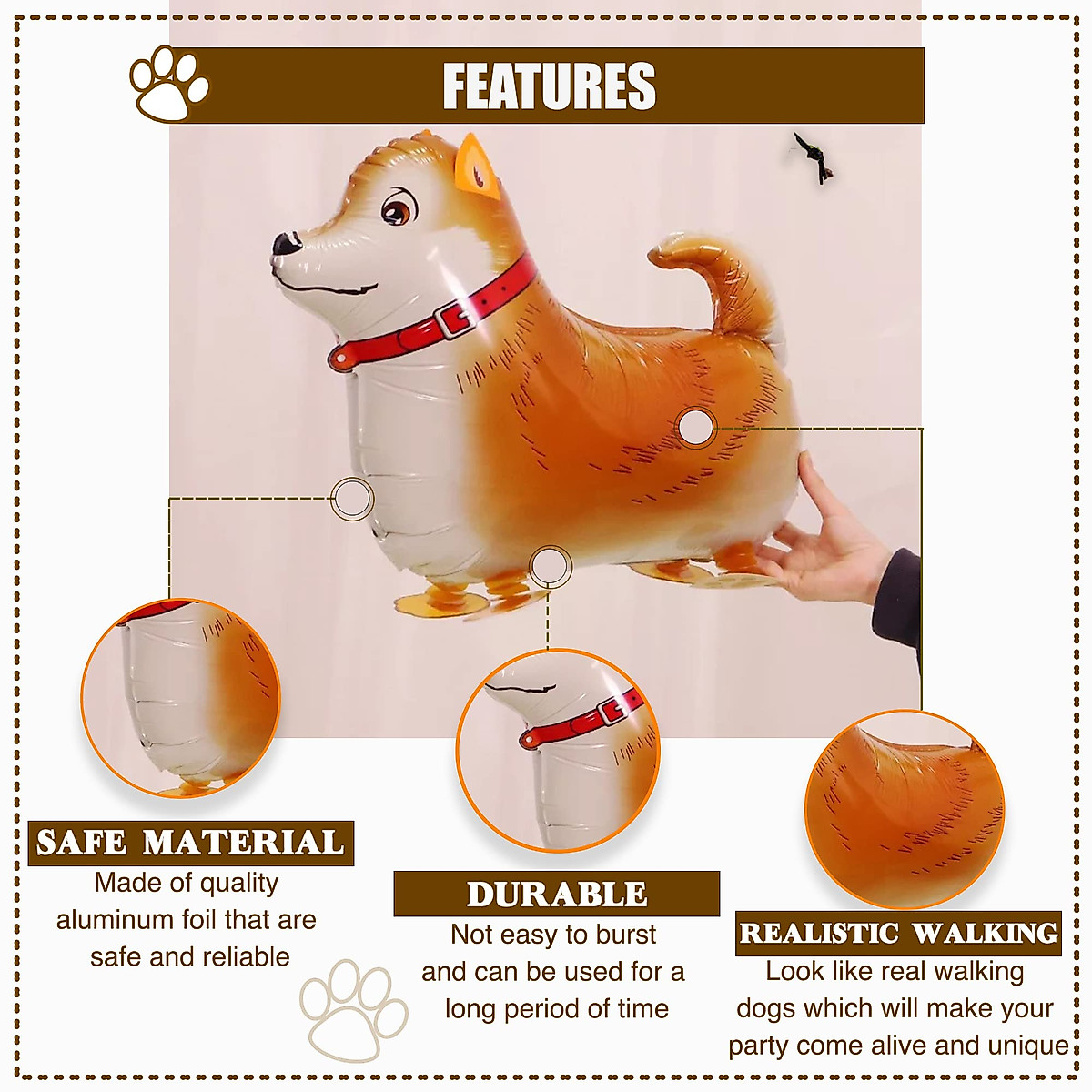 6 Pcs Walking Animal Balloons - Foil Dog Balloon for Kids, Puppy Dogs Balloons Air Walkers, Animal Theme Birthday Party Decorations…