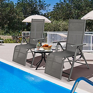 RELAX4LIFE Lounge Chairs for Outside - Folding Zero Gravity Chair w/7 Levels Adjustable Backrest, Breathable Fabric Seat, Portable Chaise Lounge Chair for Garden, Poolside, Outdoor, Yard, Beach (2)