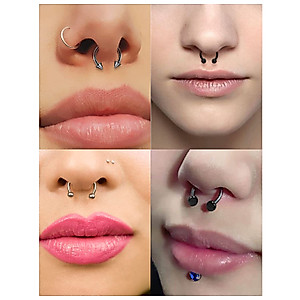 Vsnnsns 16G Surgical Steel Horseshoe Nose Septum Rings Piercing Jewelry Cartilage Helix Tragus Earring Studs Hoop Lip Horseshoe Ring Piercing Jewelry Retainer for Women Men 10mm 40pcs
