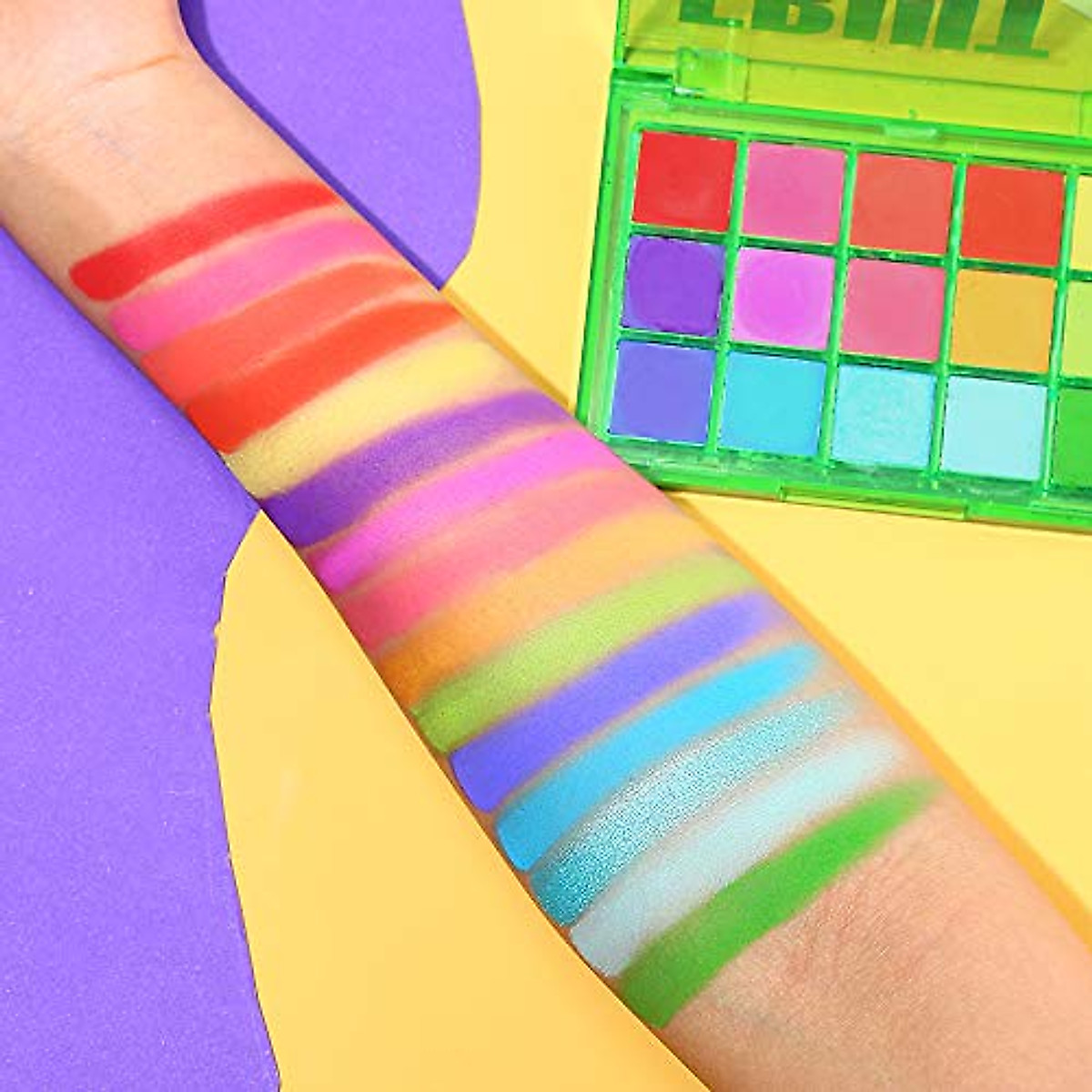 UCANBE Colorful Makeup Eyeshadow Palette 15 Shades Neon Rainbow Shimmer Matte Eye Shadow, Vibrant High Pigmented Blendable Make Up Pallets Kit - Fruit Punch
