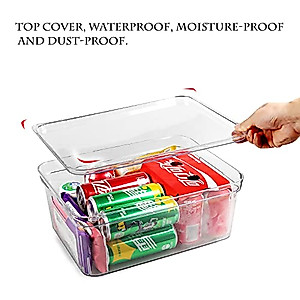 loobuu Plastic Clear Storage Bins with Lid, Stackable Pantry Organizer Box Bin Containers for Organizing Wardrobe Clothes, Fridge, Pantry Cabinet, Fruit, Vegetables, Bathroom Supplies 3 Pack