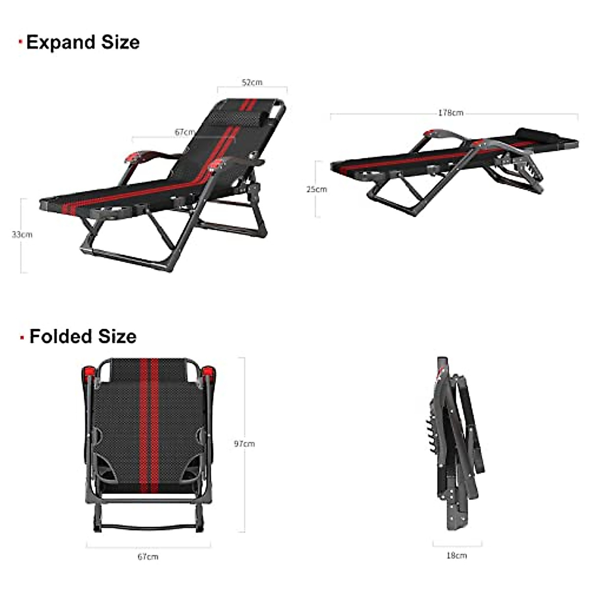 ABaippj Zero Gravity Sunlounger Garden Reclining Chair Foldable Relaxing Recliner, Adjustable Headrest for Beach Patio Camping Poolside BBQ