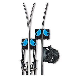 Gravity Grabber - Ultimate Ski + Snowboard Wall Storage Rack | Save Your Rocker, Tips, and Tails | Damage-Free Ski/Snowboard Storage Rack | Fits any Ski or Snowboard | Ski/Board Wall Storage (Cyan, 1)