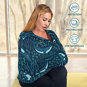 Nursing Cover Breastfeeding Scarf Underwater Humpback Whales - Baby Car Seat Covers, Stroller Cover, Carseat Canopy (2na1c)