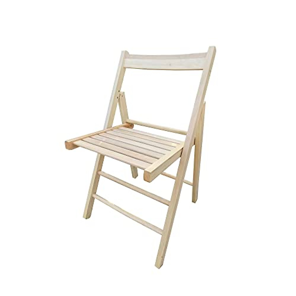 CIATRE Set of 2 Comfy Solid Wood Folding Chairs with Slatted Seat and Open Back - Fully Assembled for Indoor/Outdoor Events (Natural)