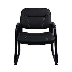 CLATINA Big and Tall Office Guest Chair 400lbs Reception Chair with Bonded Padded Armrest Backrest Sled Base Office Guest Chair for Conference Waiting Room Office Home Set of 4 Black