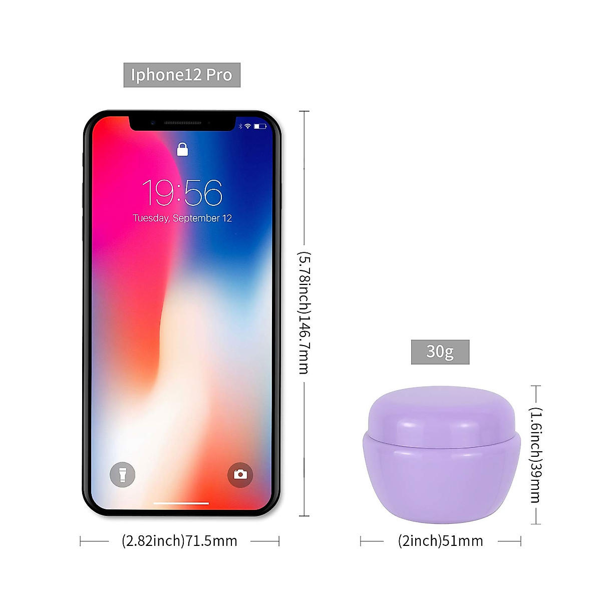 LONGWAY 1 Oz (30ML) Little Plastic Jars with Lids and Inner Liners | Empty Lotion Containers/Travel Cream Containers - for Salves,Lotions and Creams, Cosmetic Jars & BPA Free (Pack of 12, Purple)