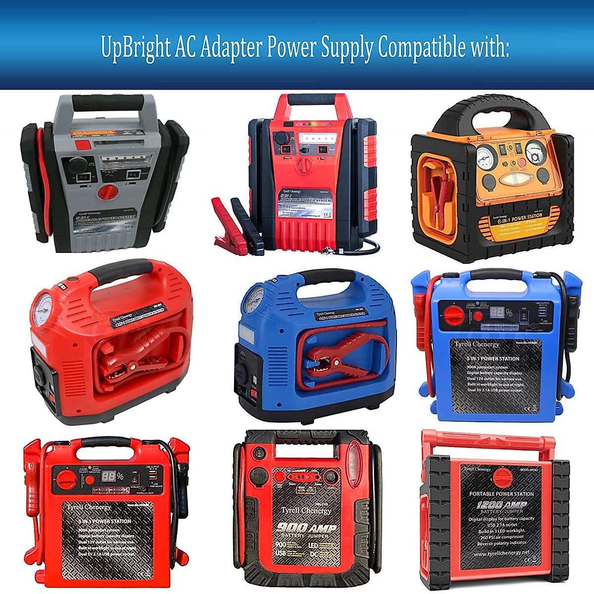 UpBright 15V AC/DC Adapter Compatible with Tyrell Chenergy HH880 HH-607 HH-715 HH745 HH-399 HH582 450 750 900 1200 1400 1700 Peak Amps 900A 1400A 1700A Jump Starter 12V Power Station Battery Charger