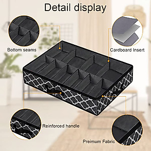 Under Bed Shoe Storage Organizer Fits Large Capacity Shoes Jumbo Slots Underbed Shoe Rack Bin Container Clear Window Lid ,Men Sneakers,Women High Heels,Short Boots Set of 2 Fits 20 Pairs (Black )