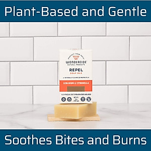 Wondercide - Repel Soap Bar for Kids & Family - Citronella & Geranium - With Natural Essential Oils, Coconut Oil, and Shea Butter - Gentle and Moisturizing - 4oz Bath Bar