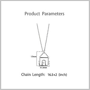 Cute House Pendant Necklace for Women Girls 925 Sterling Silver Cubic Zirconia Charm Home Warm Family Adjustable Choker Chain Hypoallergenic Delicate Lucky Birthday Promise Christmas Jewelry Gift