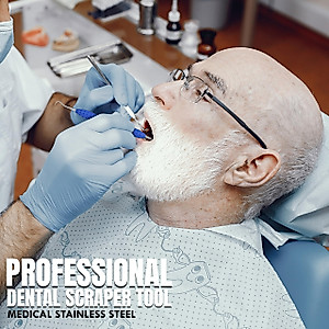 Professional Dental Tools Tartar Scraper For Dentist, Personal and Pets Use Plaque Remover With Comfortable Grip, Double ended Silicon Grip Scaler