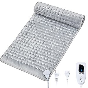 Heating Pad for Back Pain Relief, Electric Heating Pads for Cramps/Neck/Waist/Shoulder with 6 Heat Settings 4 Timers and Auto-Off,Moist & Dry Heat Optionf(33"x17",Sliver Gray)