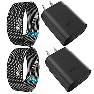 25W Samsung Super Fast Charger Type C, SCRUAK 2Pack S23 Ultra Charger PD/PPS USB C Super Fast Charging Block & 10FT Type C Cord for Samsung Galaxy S23/S23+/S23 Ultra/S22/S22+/S22 Ultra/S21/S20/Note 20