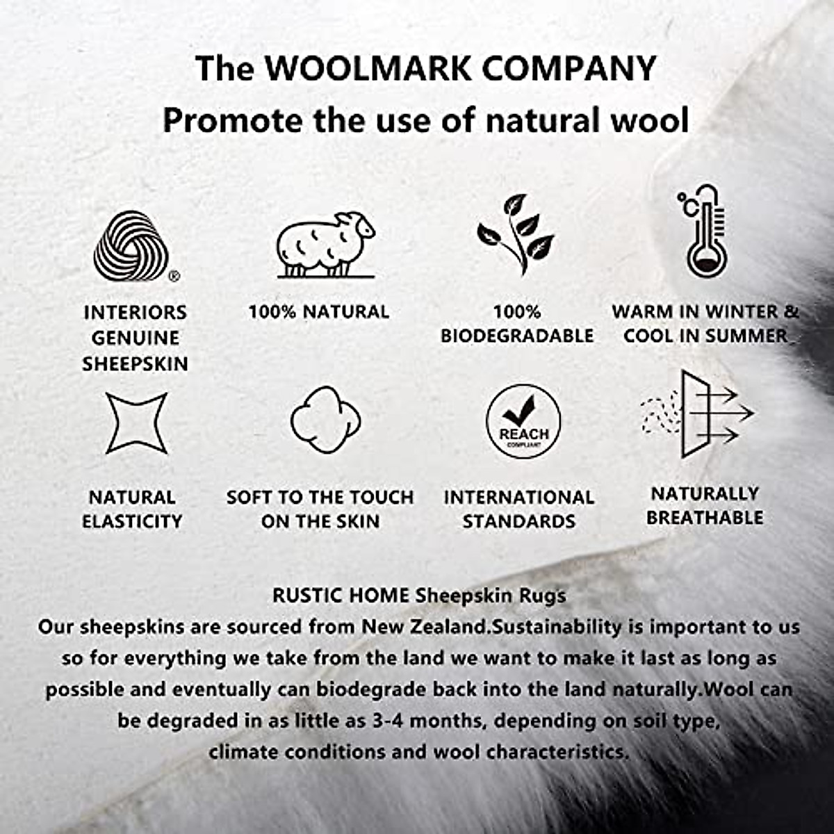 Rustic Home Genuine Sheepskin Rug, ECO-Tan New Zealand Fur Area Rug, Luxury New Zealand Pelts, Naturally Silky Soft Lambskin, Thick & Fluffy, Large for Bedroom & Living Area. (2'x3.25', Ivory)