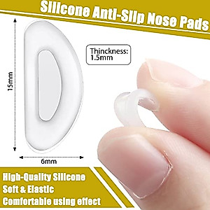 24 Pairs Adhesive Eye Glasses Nose Pads, D Shape Stick on Anti-Slip Soft Silicone, Adhesive Nose Pads Glasses Nose Pad for Glasses, Eyeglasses and Sunglasses